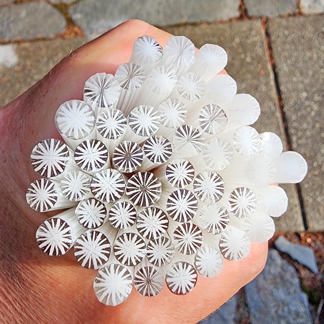 Coe 90 Starburst or Pom Pom: Clear and White - 1 Oz Murrini Murrine ...