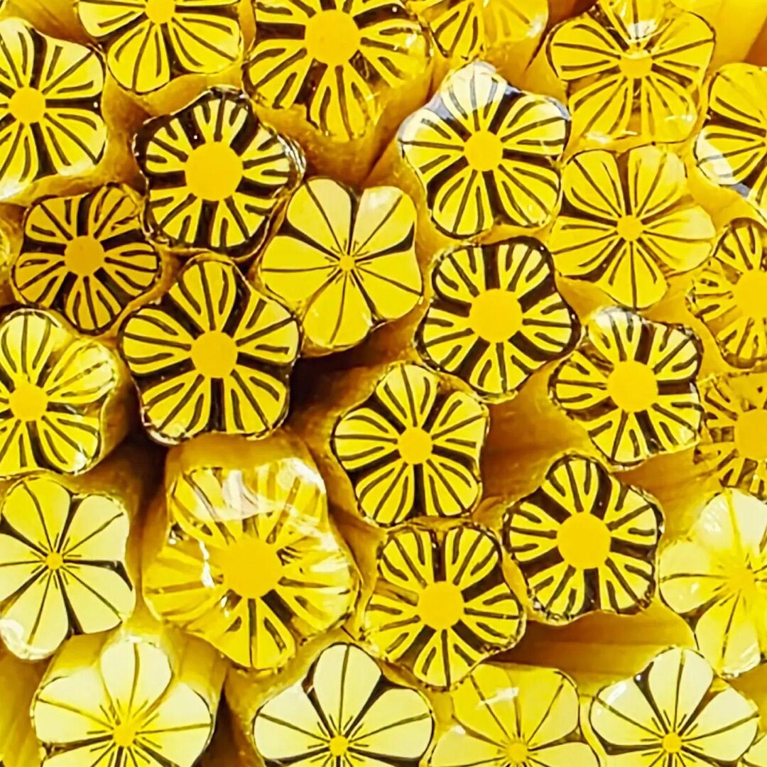COE 96 Handmade Flower Murrini "lemon Cookie" | 1 Oz Cane | Oceanside ...