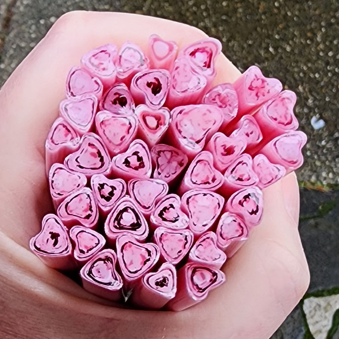 Coe 90 Funky Hearts: Pretty Pink Mixed Sizes 1 Oz Murrini Murrine ...