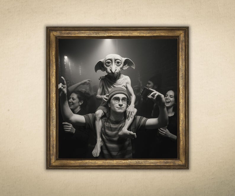 Harry Potter and Dobby Vintage Meme -school Movie Png Bundle,wizard ...