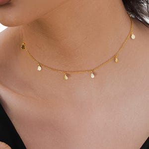 18K Gold Coin Choker Necklace, Thin Gold Choker, Gold Choker Necklace ...
