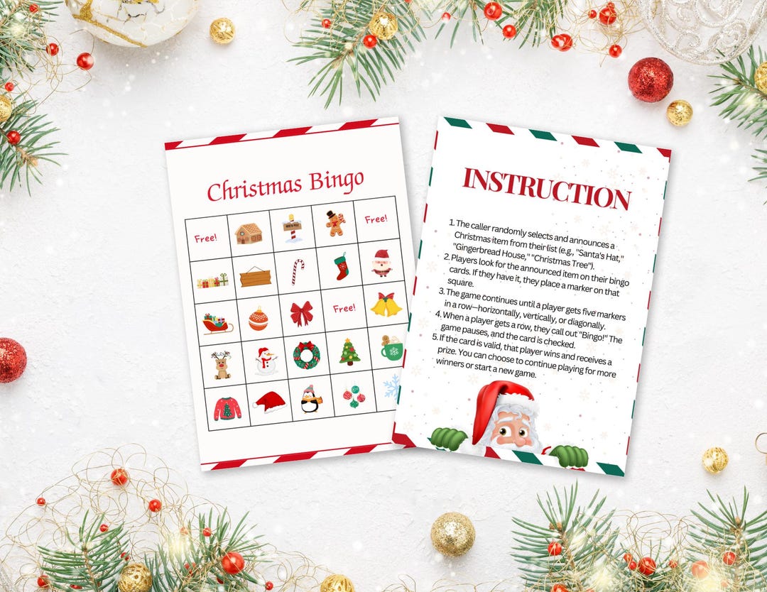 Christmas Bingo 30 Cards Printable Christmas Game Holiday Card Games ...