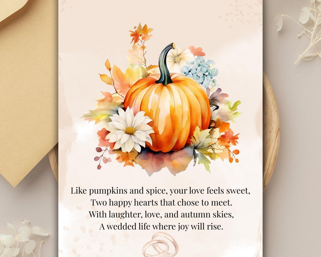 Autumn Fall Wedding Congratulations Card | Rustic Funny Poem Greeting ...