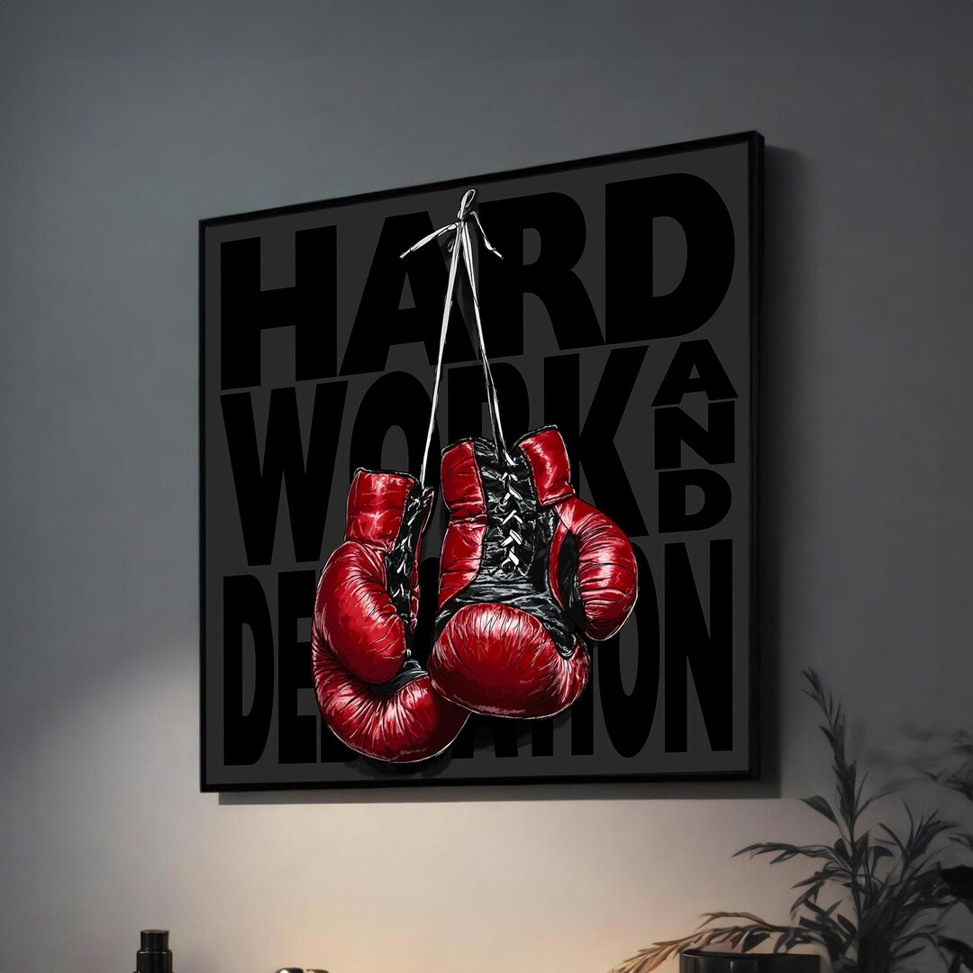 Hard Work and Dedication: Boxing Gloves Motivational Art for Athletes ...