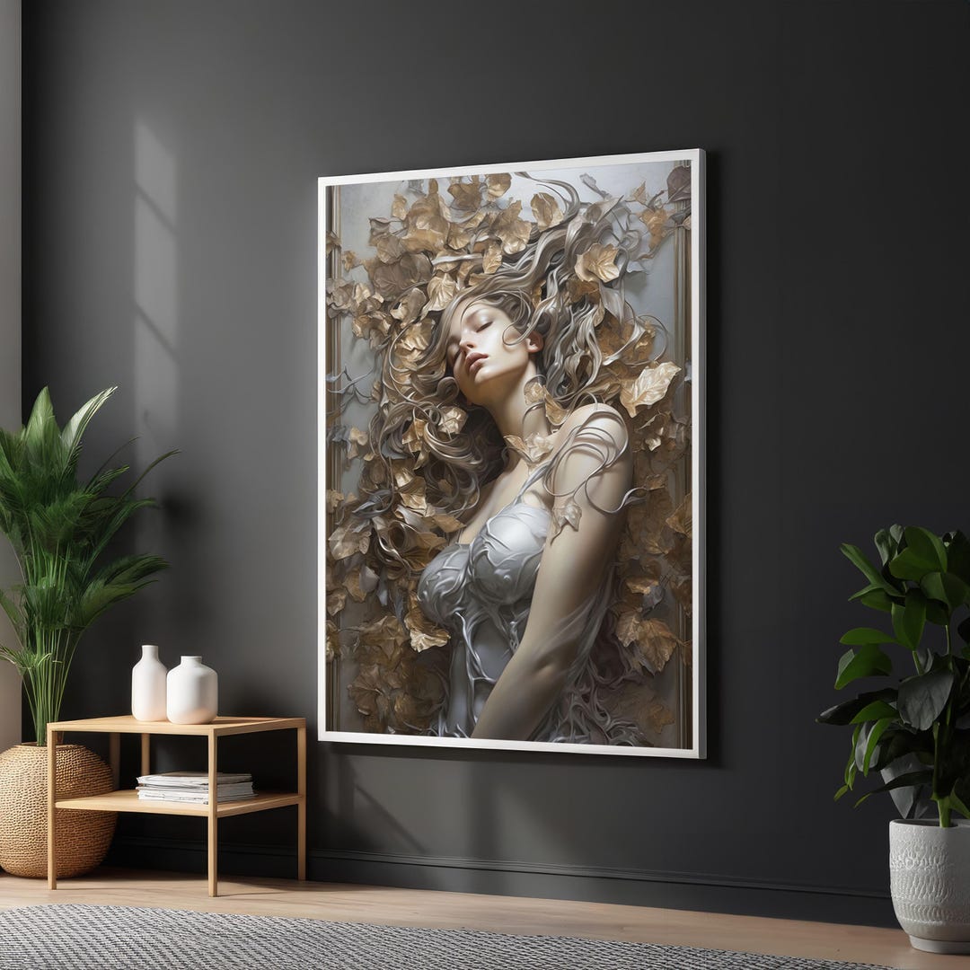 Dreamy Woman With Flowing Hair Canvas Painting – High-quality Wall Art ...