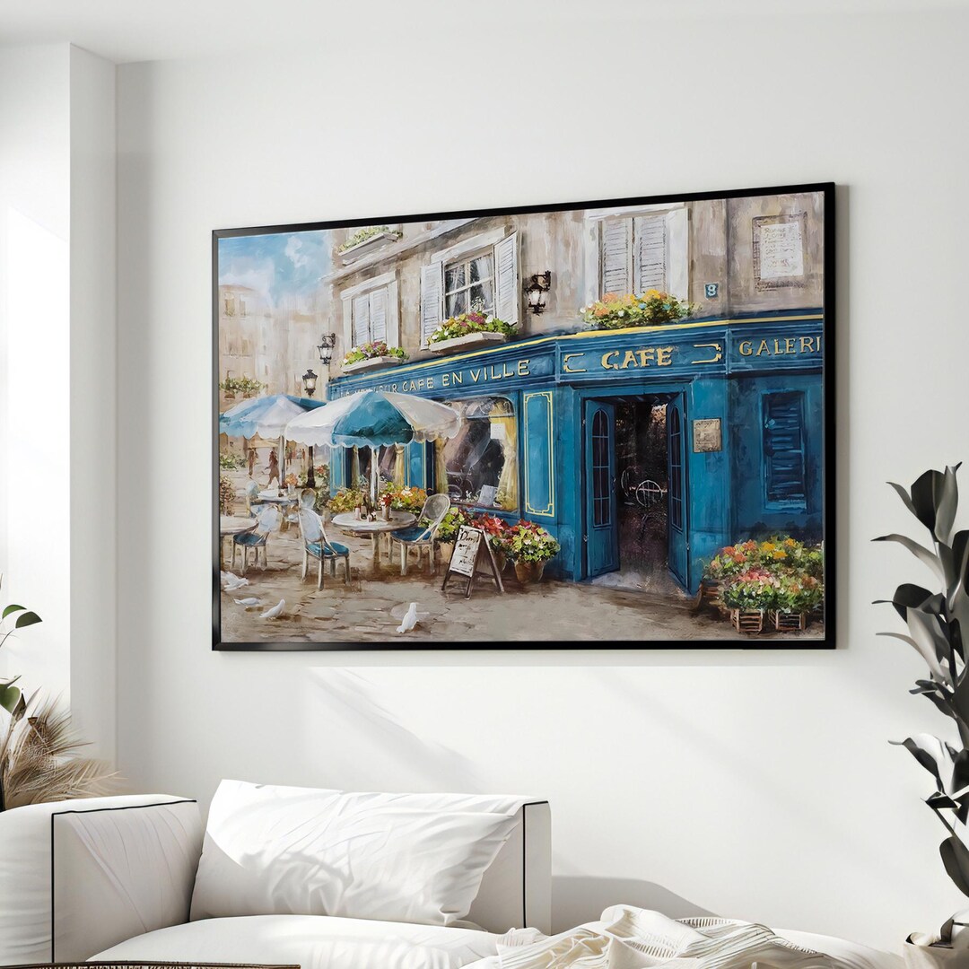 Parisian Café Street Scene Canvas Painting High Quality Ready to Hang ...
