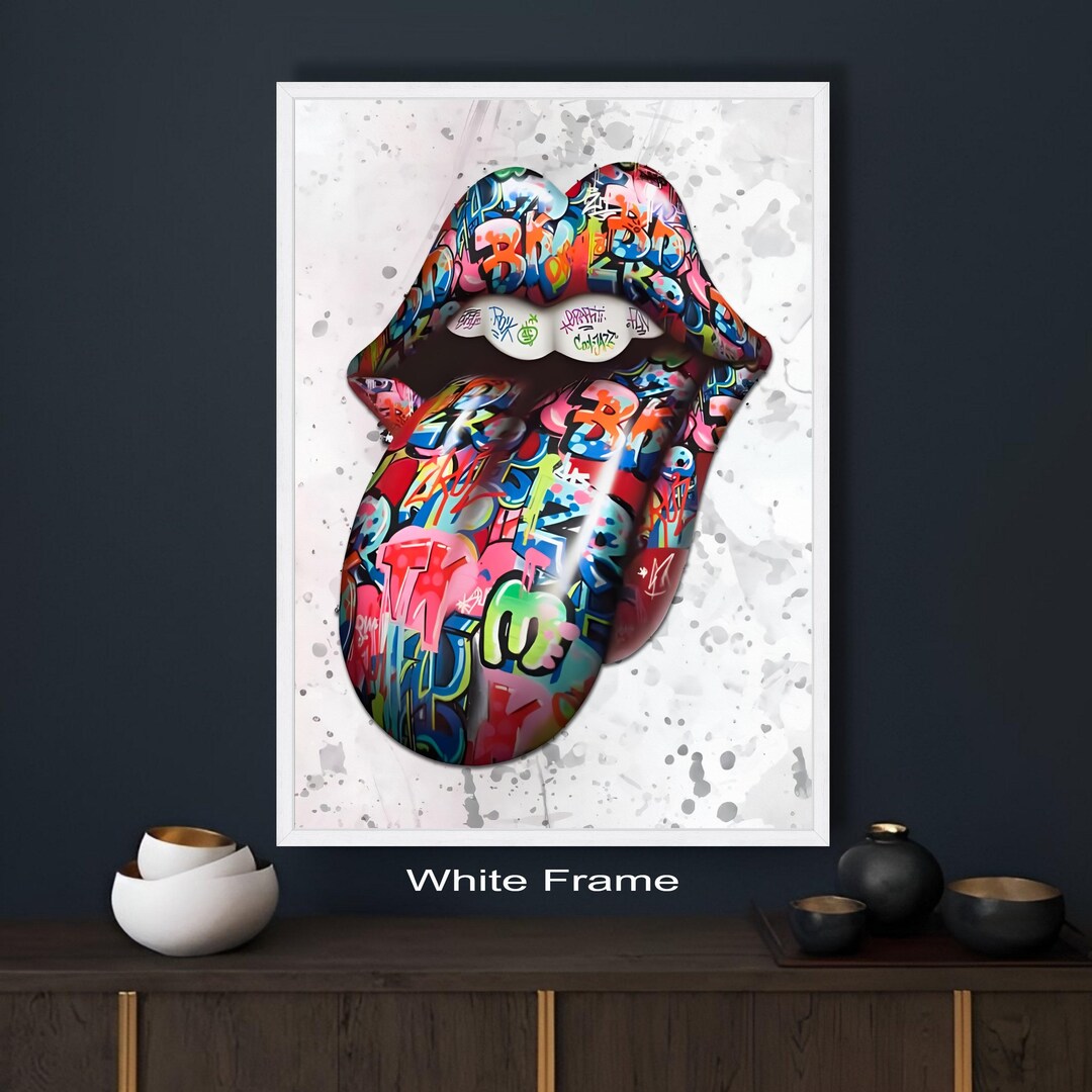 Graffiti Pop Art Lips Canvas, Colorful Street Art Wall Decor, Urban ...