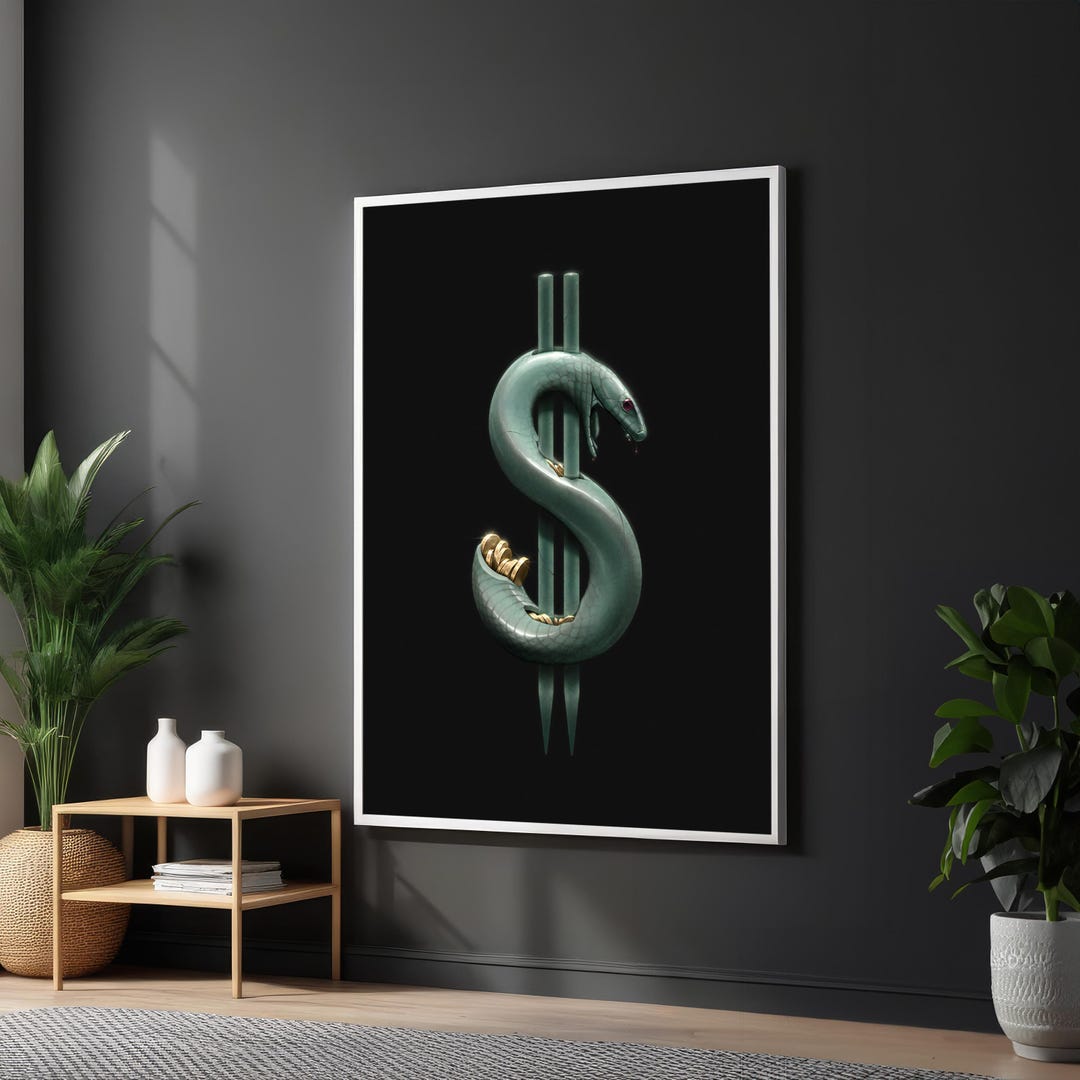 Modern Serpent Dollar Sign Canvas Art - High Quality, Ready to Hang ...