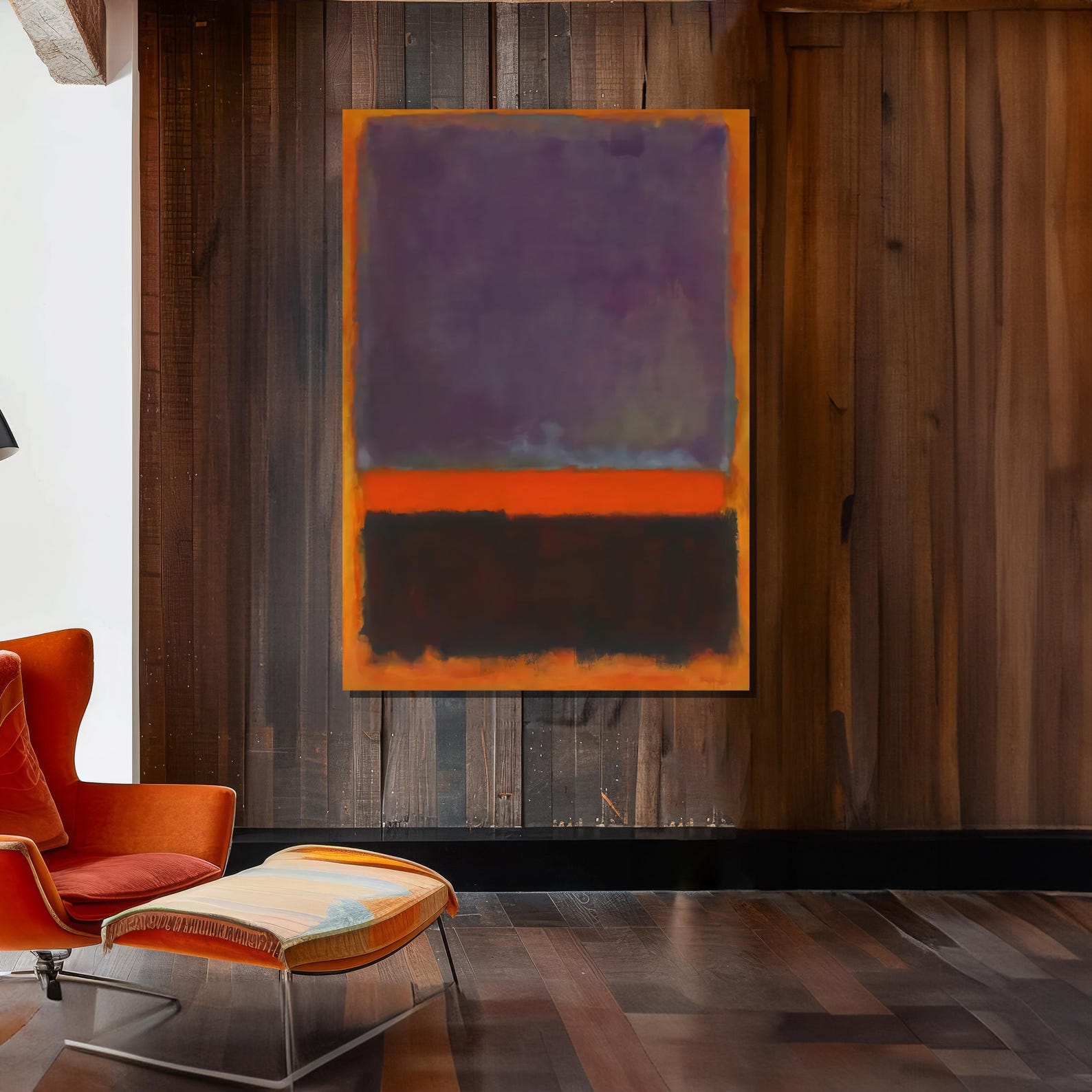 Purple and Orange Abstract Canvas Mark Rothko Inspired Painting, Ready ...