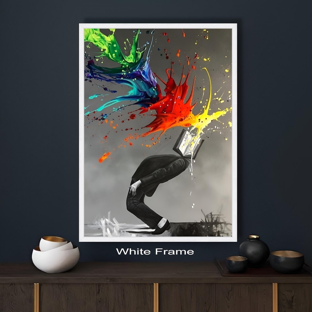 Abstract Human Figure With Exploding Color Paint, Creative Canvas Wall ...