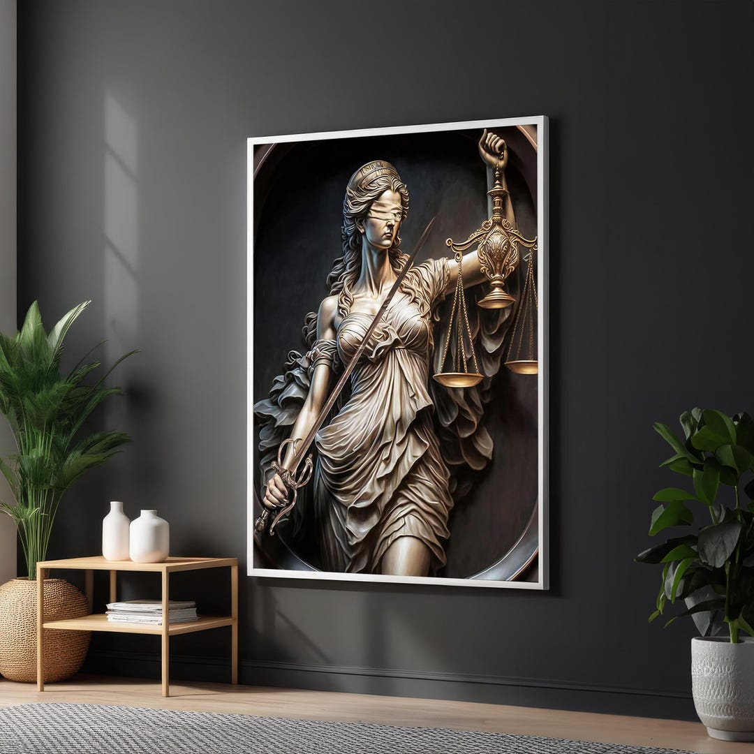 Lady Justice Sculpture Canvas Painting High-quality Themis Wall Art for ...