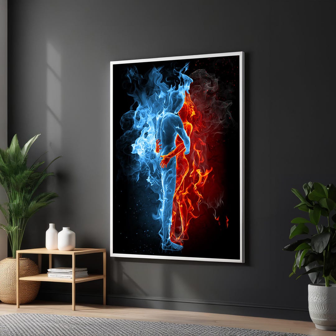 Duality of Fire and Ice – Abstract Canvas Art, Modern Wall Decor for ...