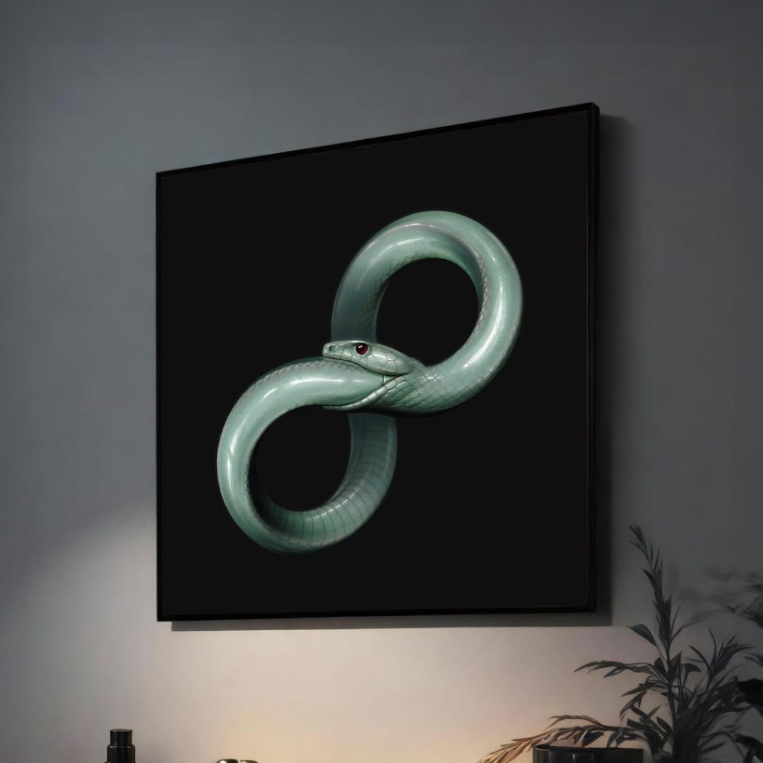 Ouroboros Infinity Snake Canvas | Symbol of Eternity Wall Art | Unique ...