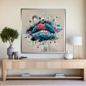 Bold Graffiti Lips Art: Colorful Street Style Wall Decor Featuring ...