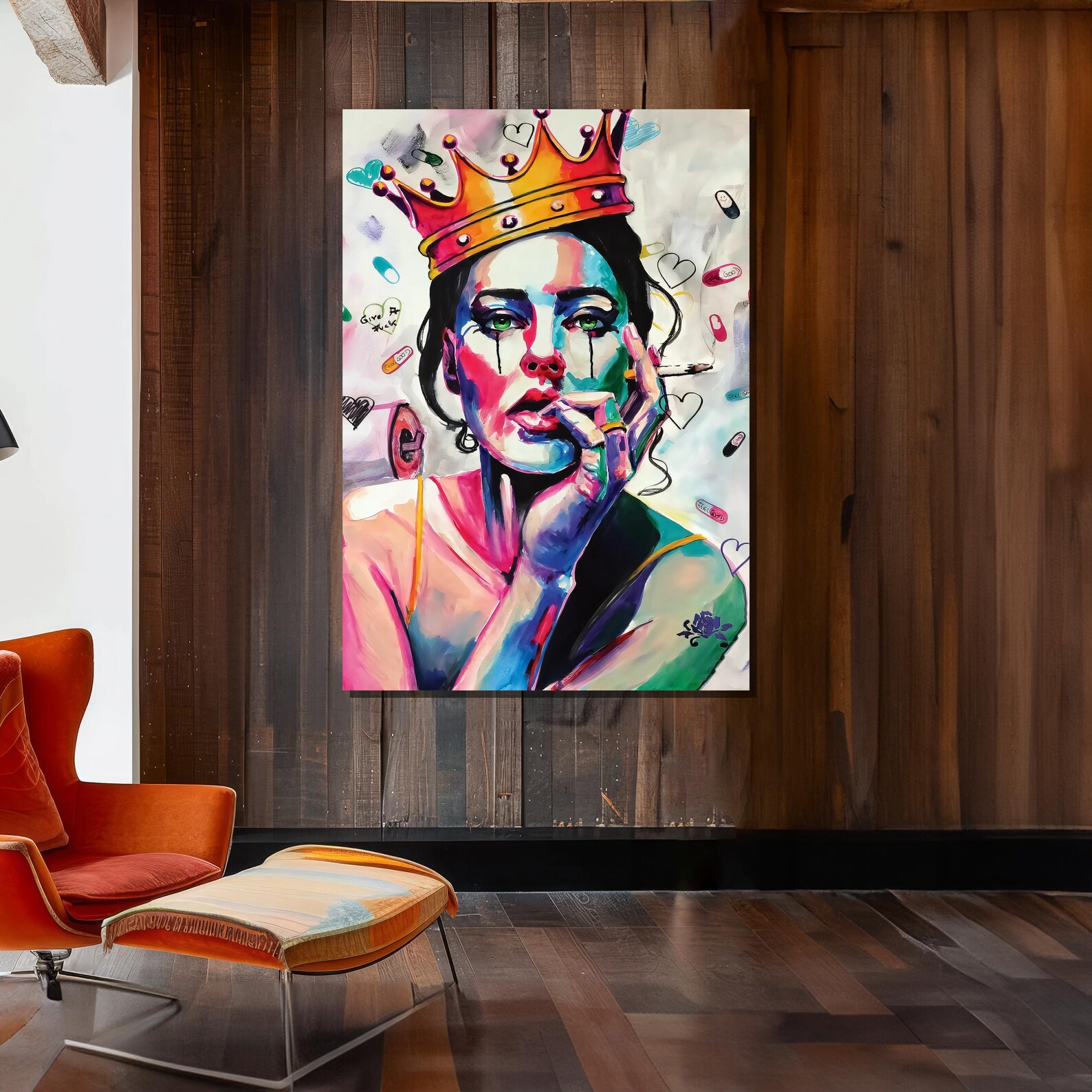 Queen of the Night Modern Art – Vibrant Pop Art Canvas for Living Room ...