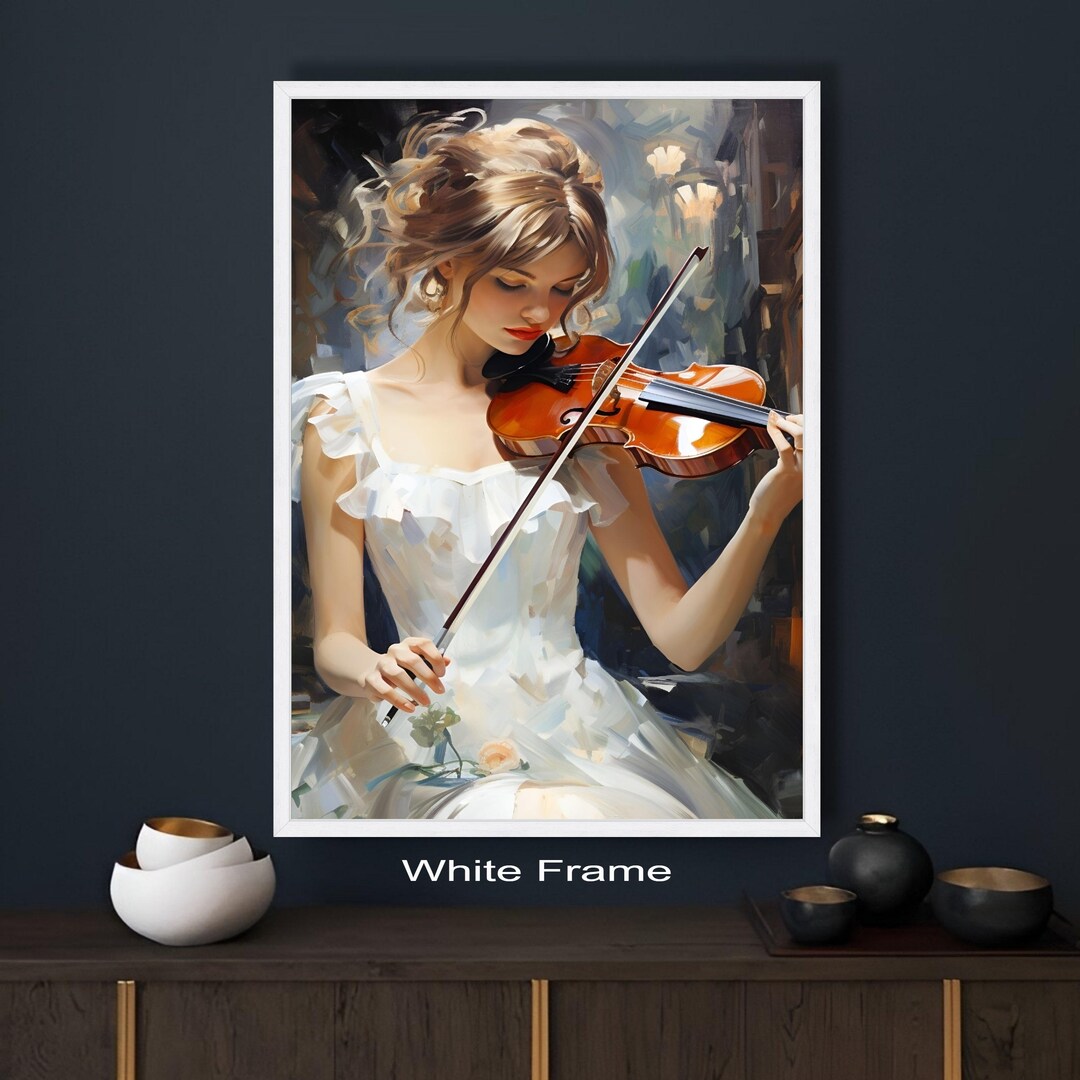 Elegant Woman Playing Violin Canvas, Musical Instrument Art, Romantic ...
