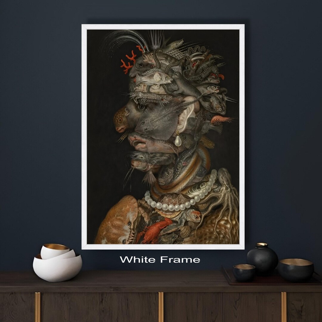Giuseppe Arcimboldo Style Fish Portrait Canvas Wall Art, Surreal Marine ...