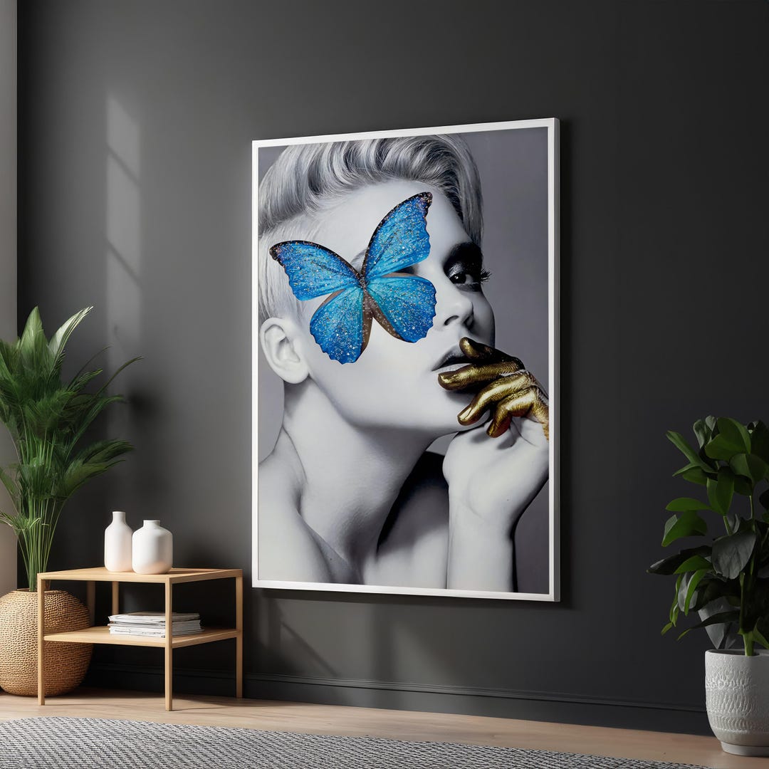 Modern Abstract Butterfly Woman - High Quality Ready to Hang Canvas Art ...
