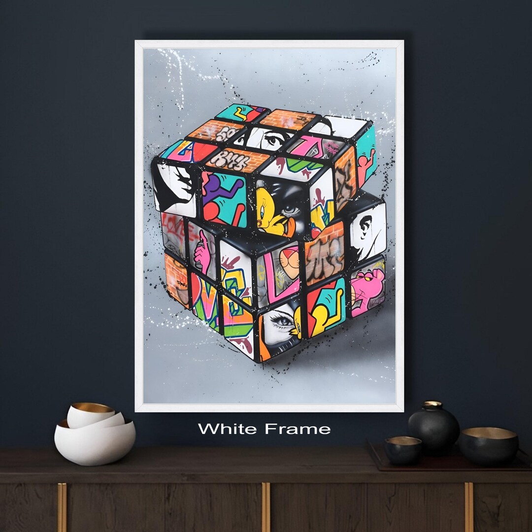 Street Art Rubik's Cube Canvas, Urban Graffiti Wall Art, Pop Culture ...