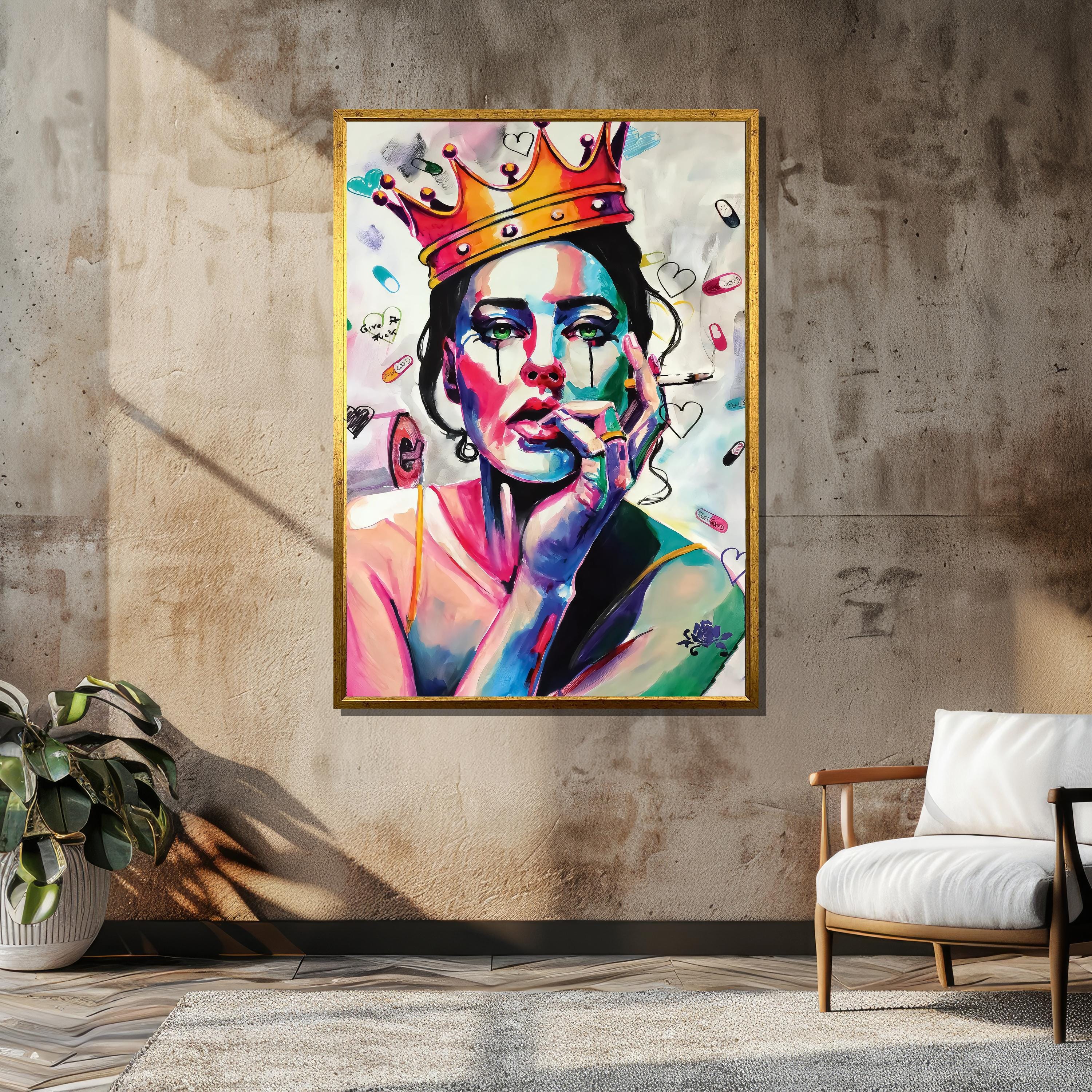 Queen of the Night Modern Art – Vibrant Pop Art Canvas for Living Room ...