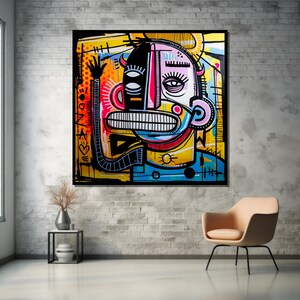 Bold and Vibrant Abstract Face Graffiti for Contemporary Urban Wall Art ...