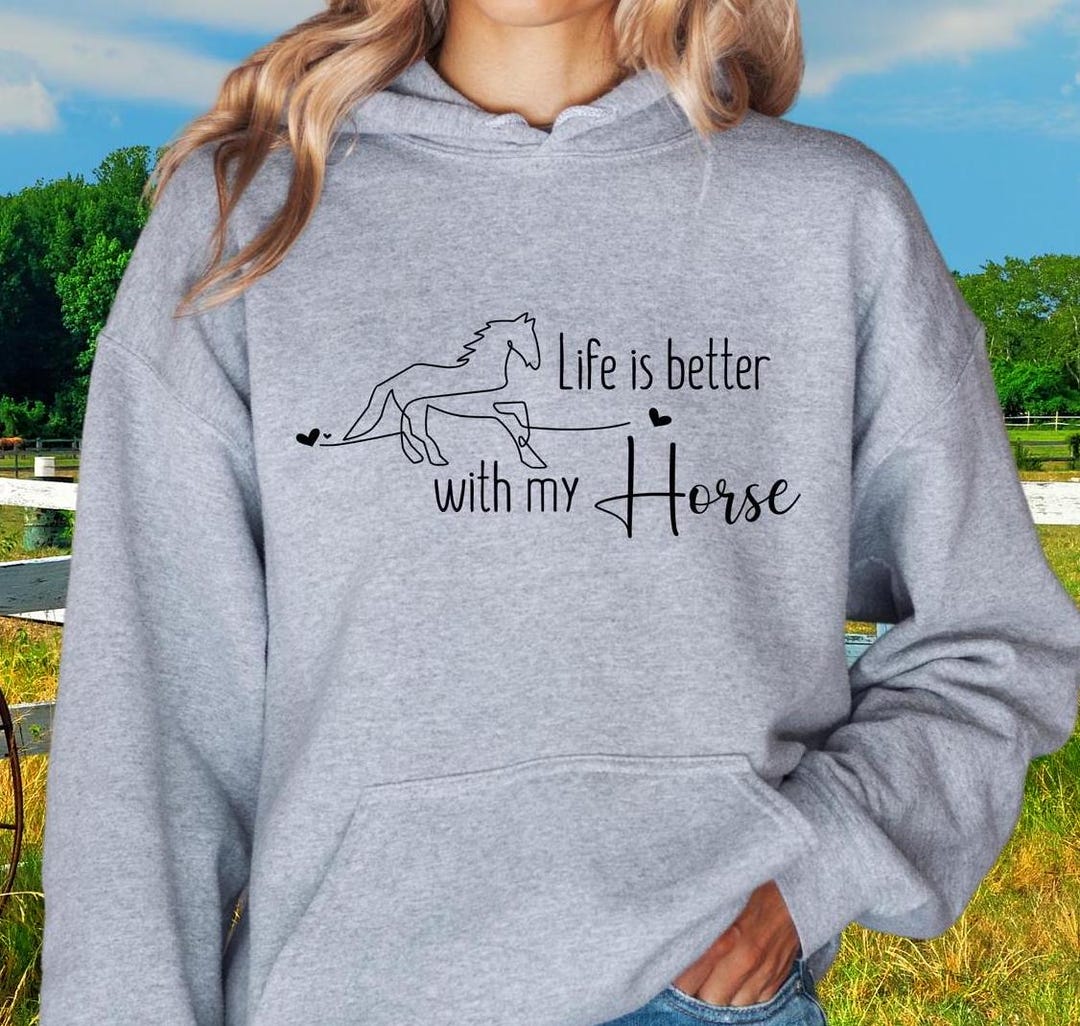 Hoodie Horse, Sweatshirt for Horse Lovers, Horse Hoodie Sweatshirt ...
