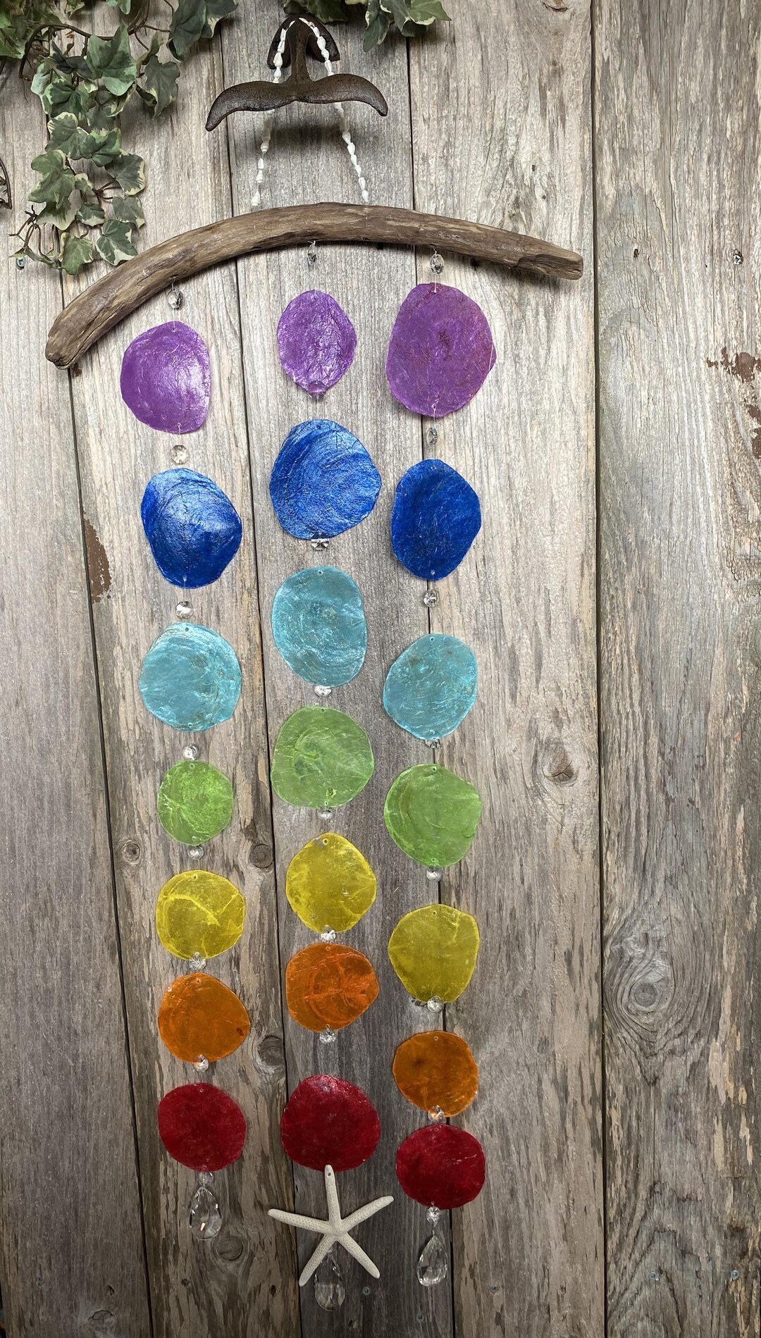 Rainbow Capiz Shells Mobile With Glass Crystals, Boho Coastal Decor - Etsy