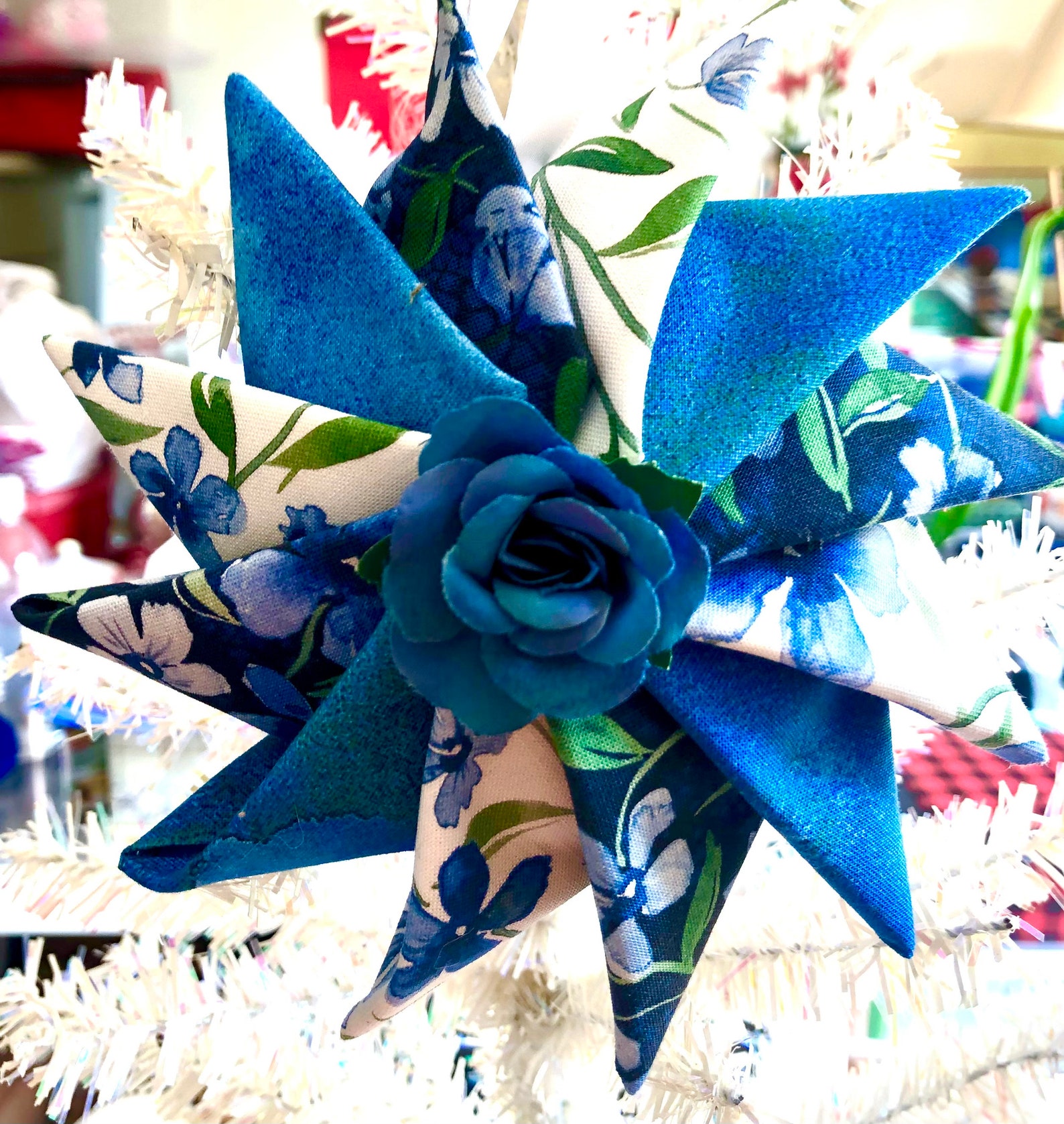Handmade Pinwheel Christmas Ornament, Blue and White - Etsy