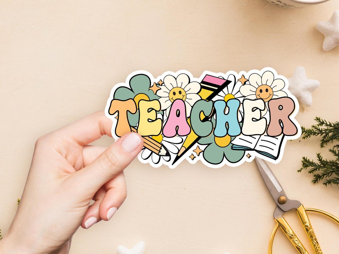 Teacher Stickers, Smiley Face Teacher Sticker, Teacher Gift, Laptop ...