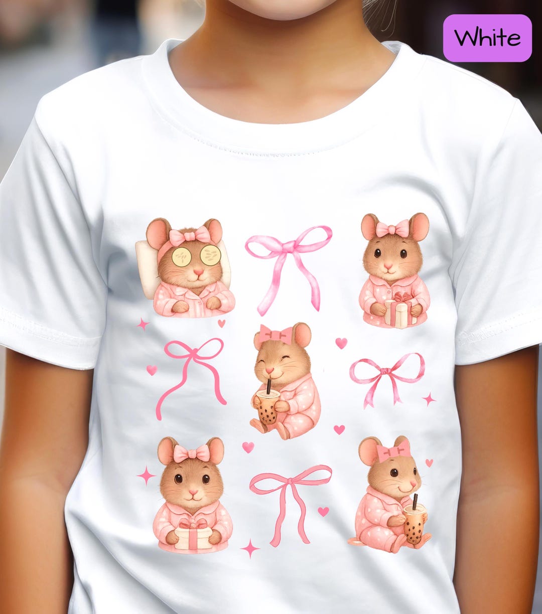 Pink Mice T-shirt Pink Mouse Tee Gift Girls Birthday Present Children ...