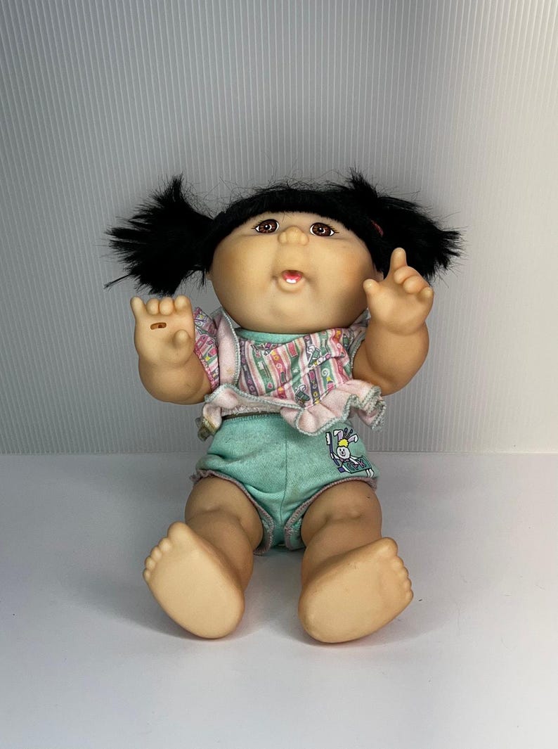 Cabbage Patch Kids Doll - Black Hair, Pigtails, Colorful Outfit ...