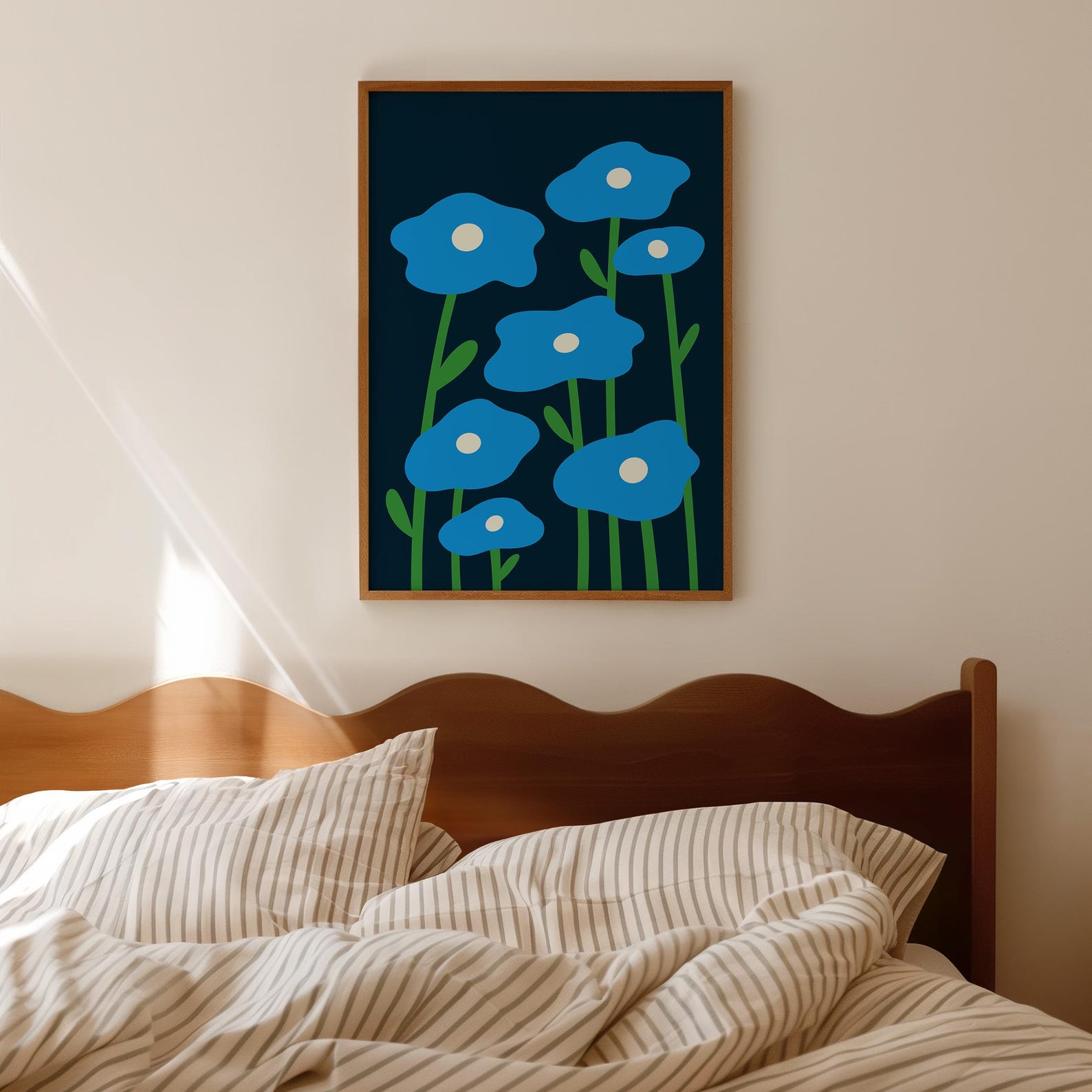 Blue Flower Printable Art, Flower Illustration, Simple Floral Print ...