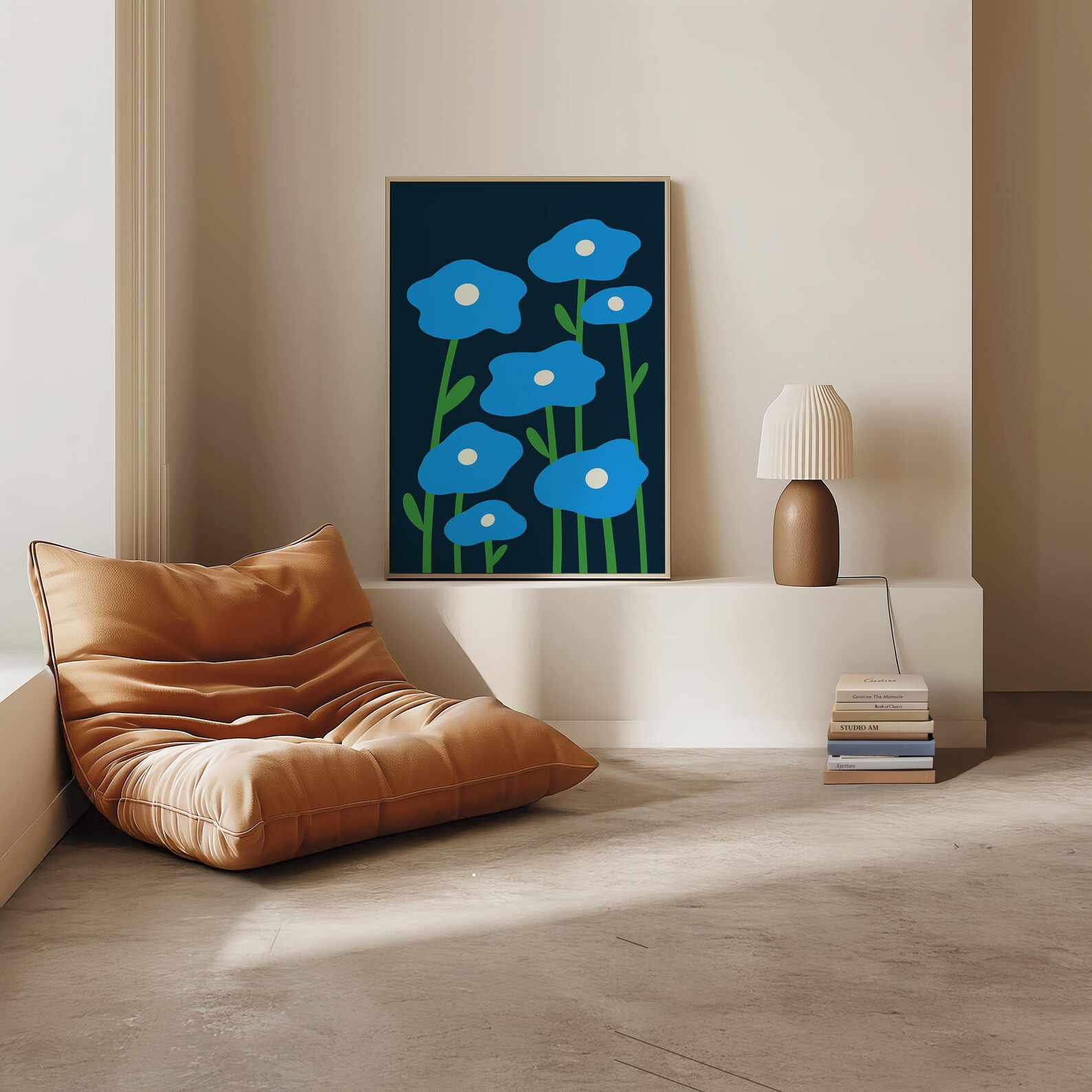 Blue Flower Printable Art, Flower Illustration, Simple Floral Print ...