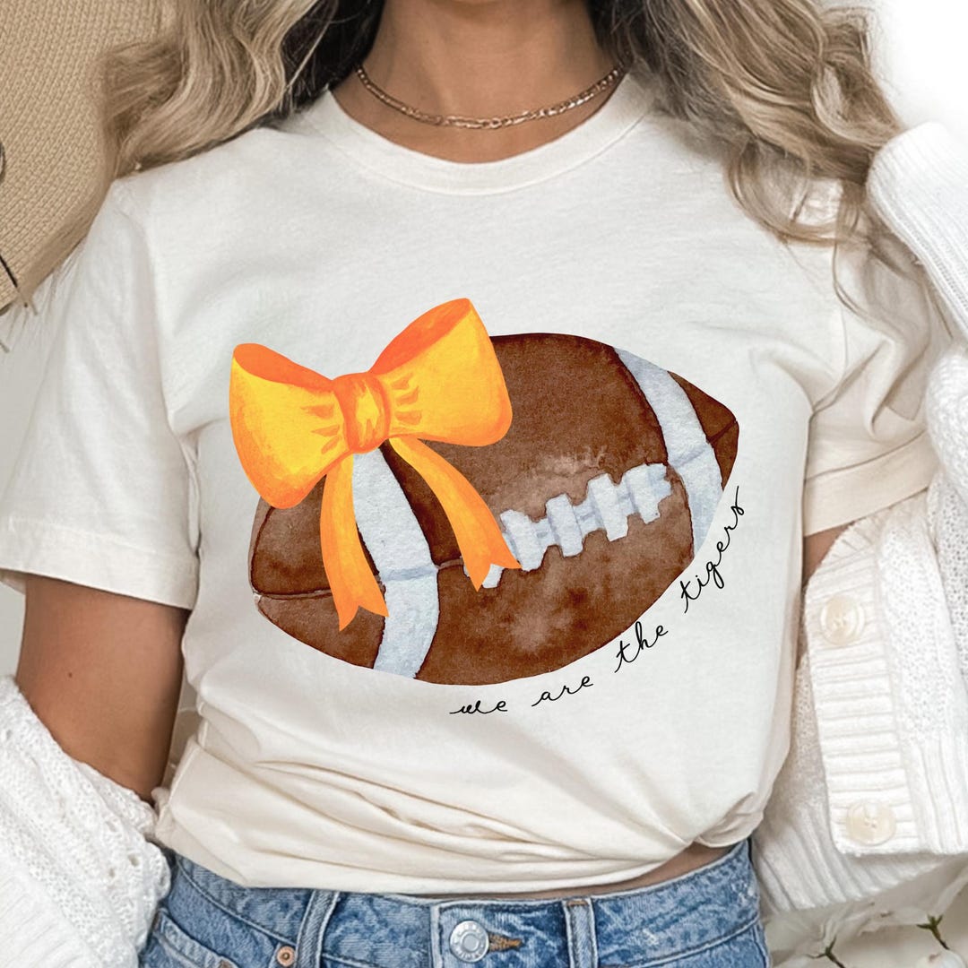 Ball and Bow Shirt, Custom Mascot Bow Shirt, Cute Football Shirt ...