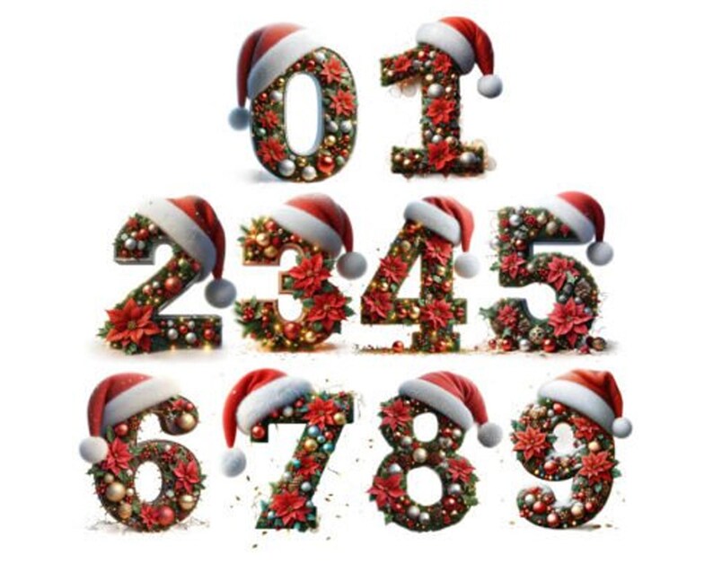 Christmas Alphabet Clipart Set 36 PNG Letters With Santa Hats ...