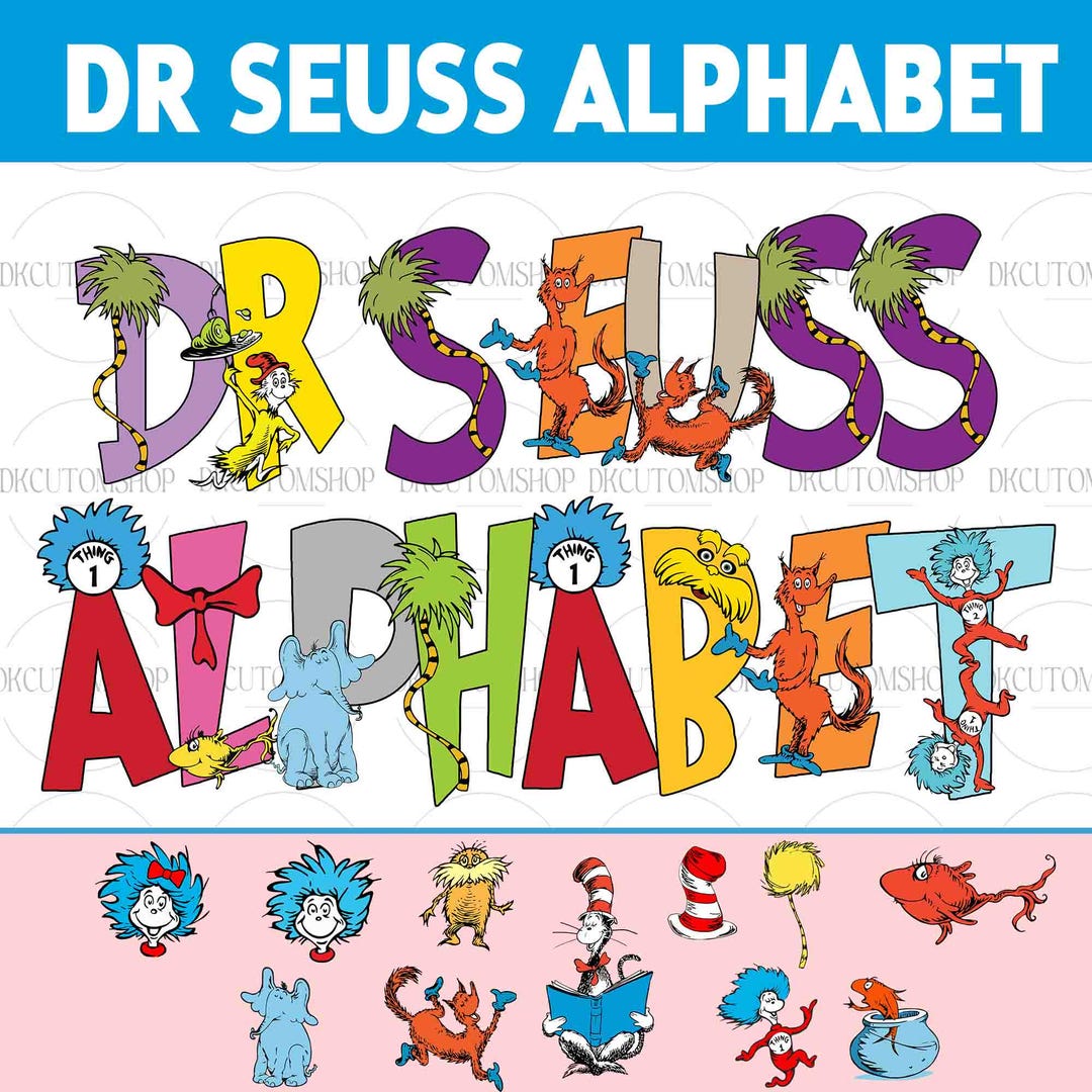 Dr Seuss Alphabet Clipart PNG, Read Across America PNG, Reading Day Png ...