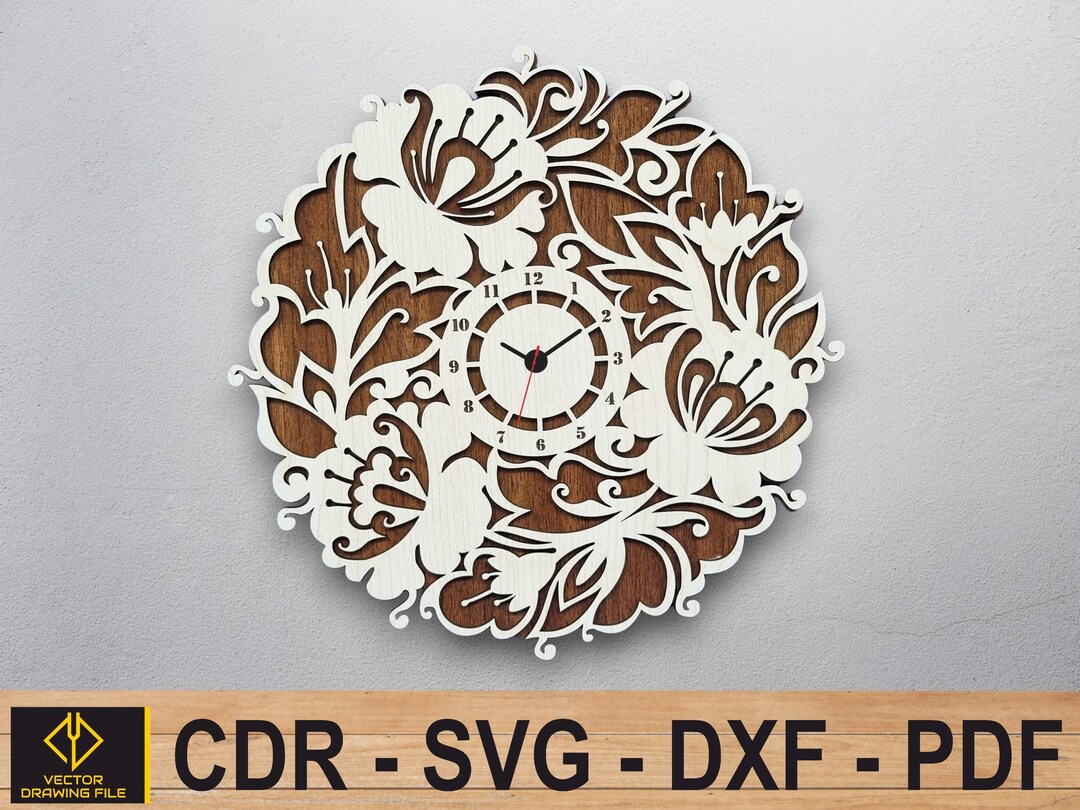 Floral Wooden Cut Wall Clock, Decorative Home Decor - Etsy