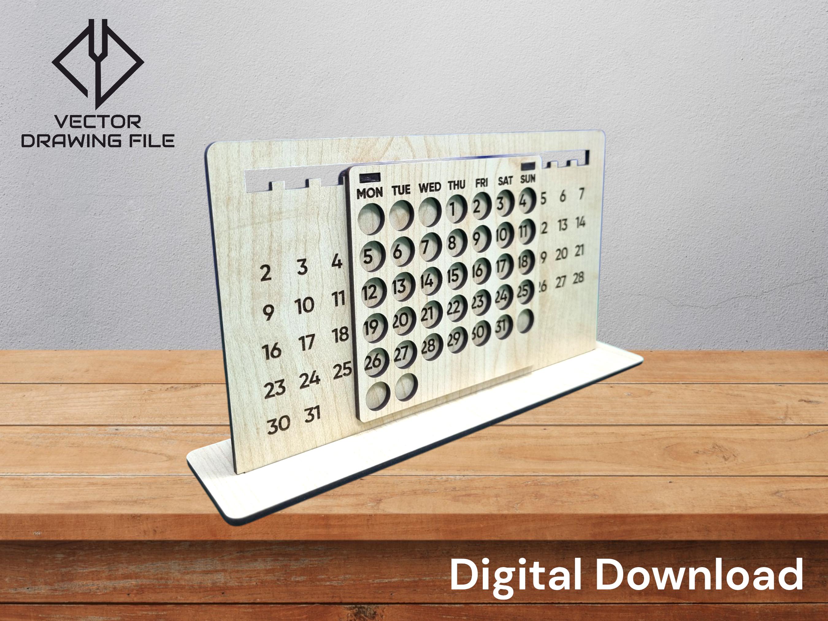 Timeless Calendar, Perpetual Calendar Laser Cut, Perpetual Calendar ...