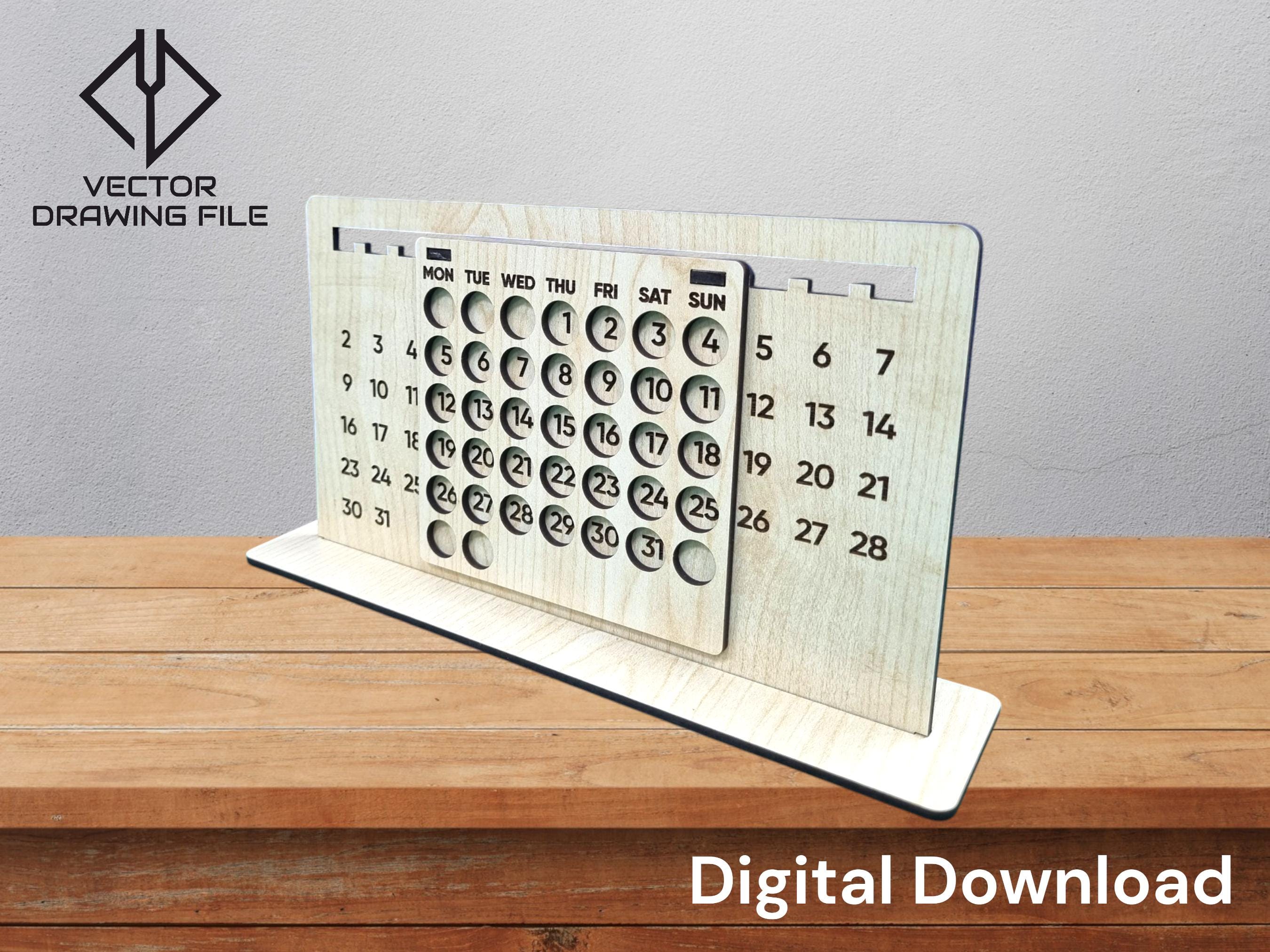 Timeless Calendar, Perpetual Calendar Laser Cut, Perpetual Calendar ...