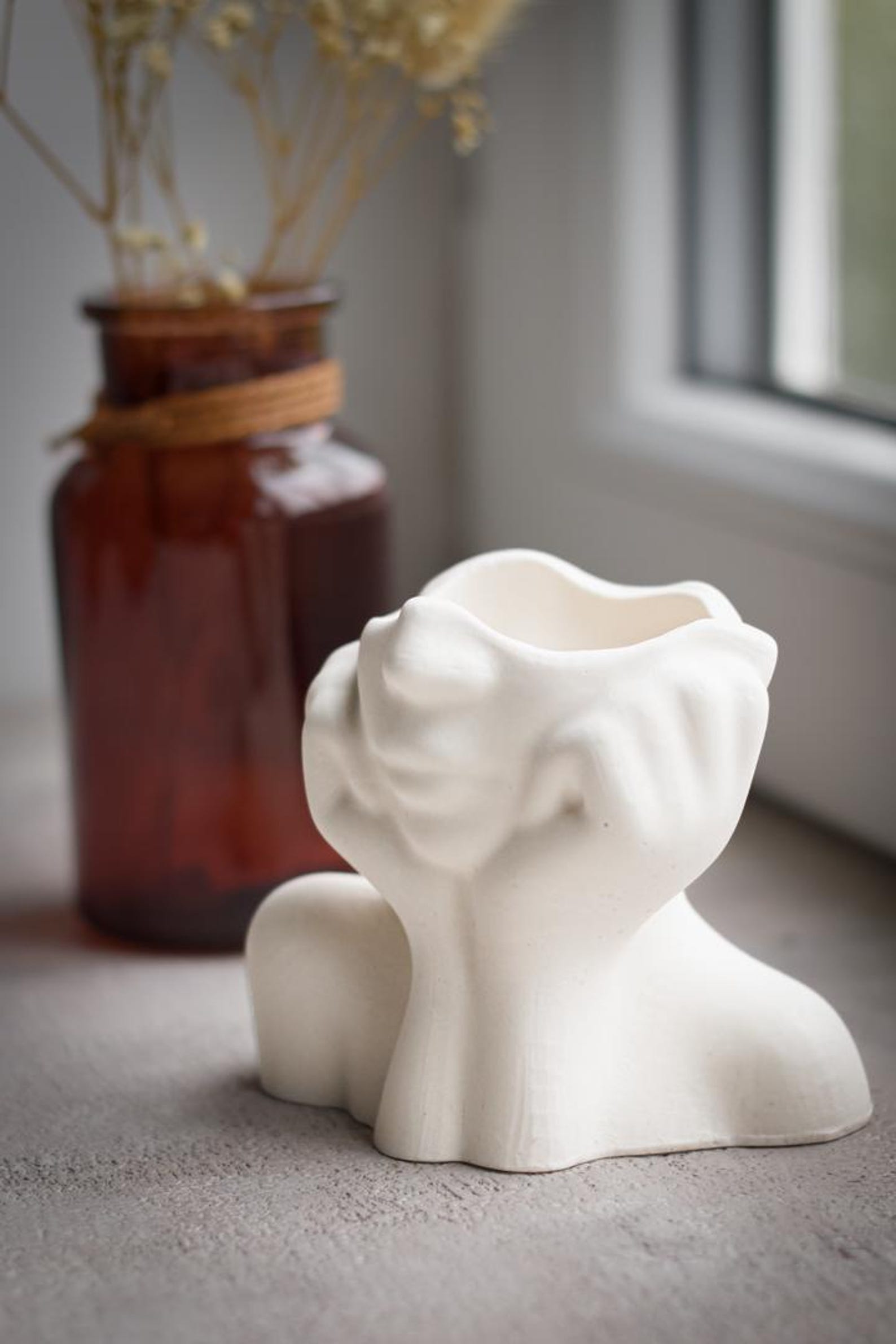 Woman Face Sculpture - Home Decor - Woman Shaped - Candle Holder ...