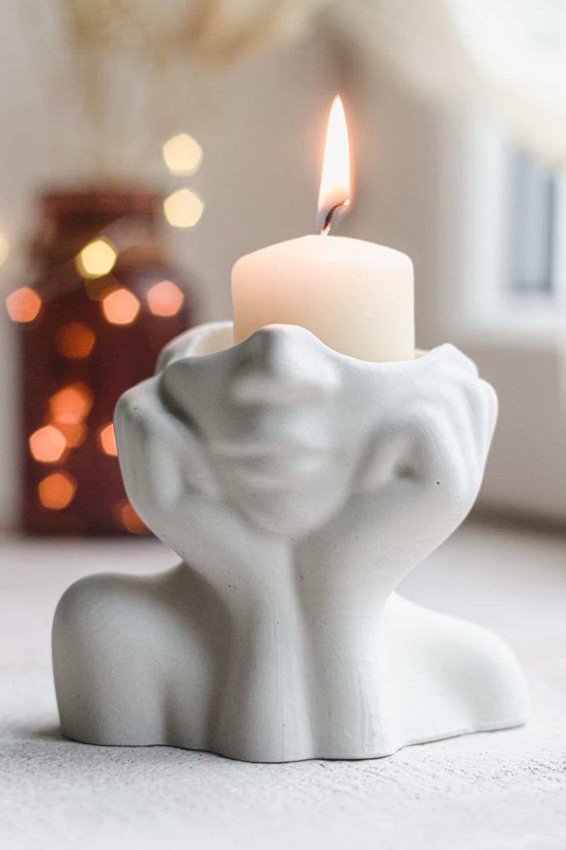 Woman Face Sculpture - Home Decor - Woman Shaped - Candle Holder ...