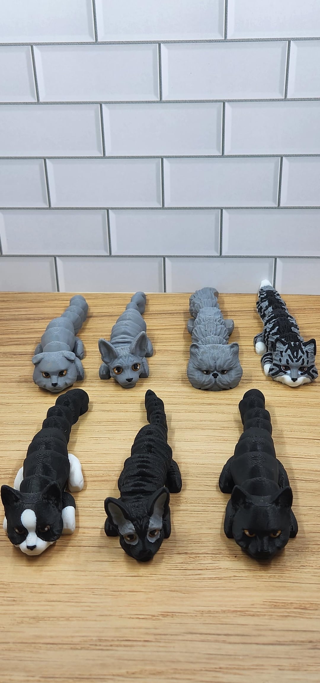 Articulated 3D Printed Cat Flexi Fidget - Set #1 | 7 Adorable Varieties ...