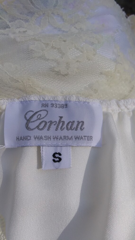 Vintage 80s Corhan Pale Ivory Nightgown Gown with Ivo… - Gem
