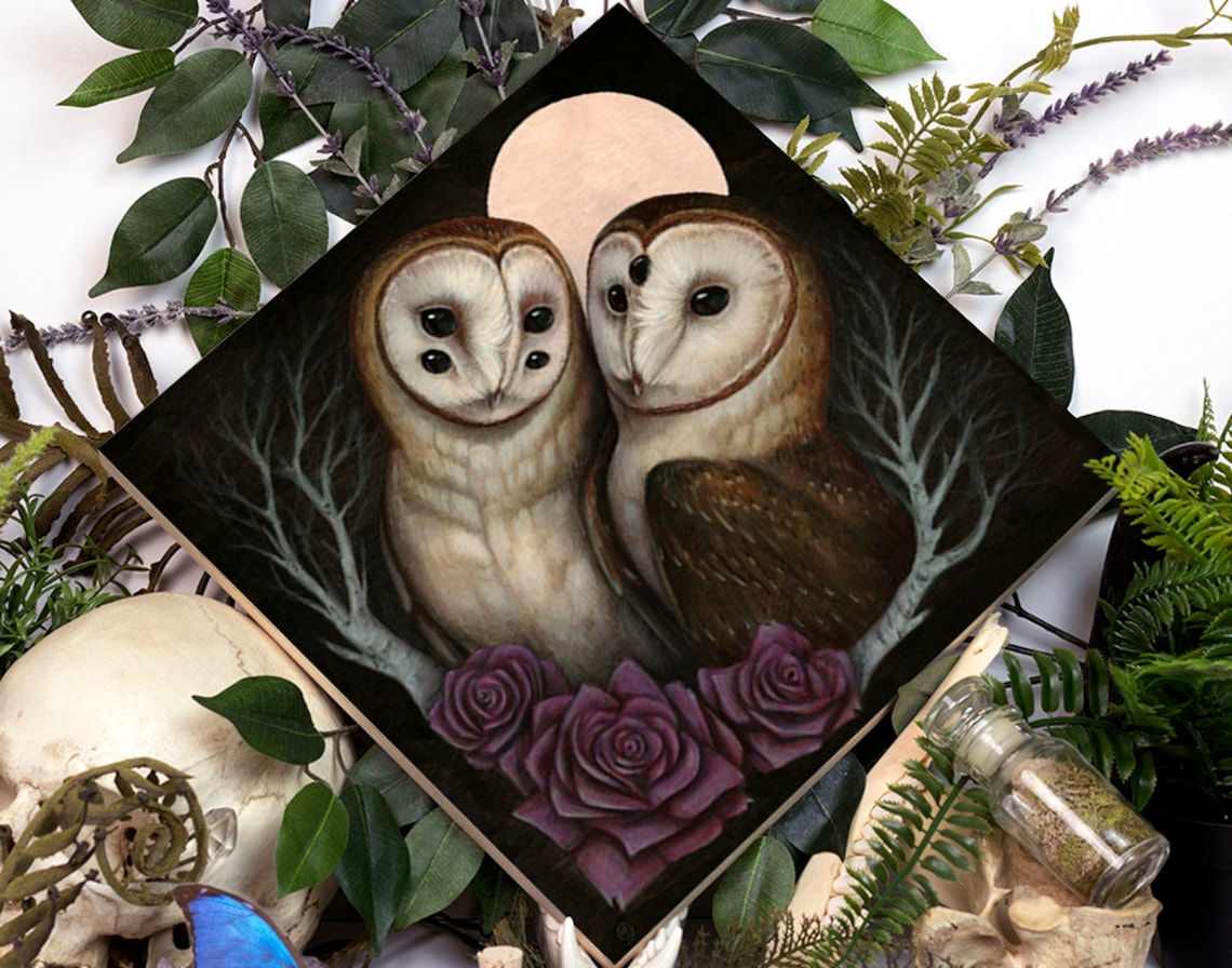 Barn Owl Couple 12x12 Fine Art Giclee Print on Wood - Etsy