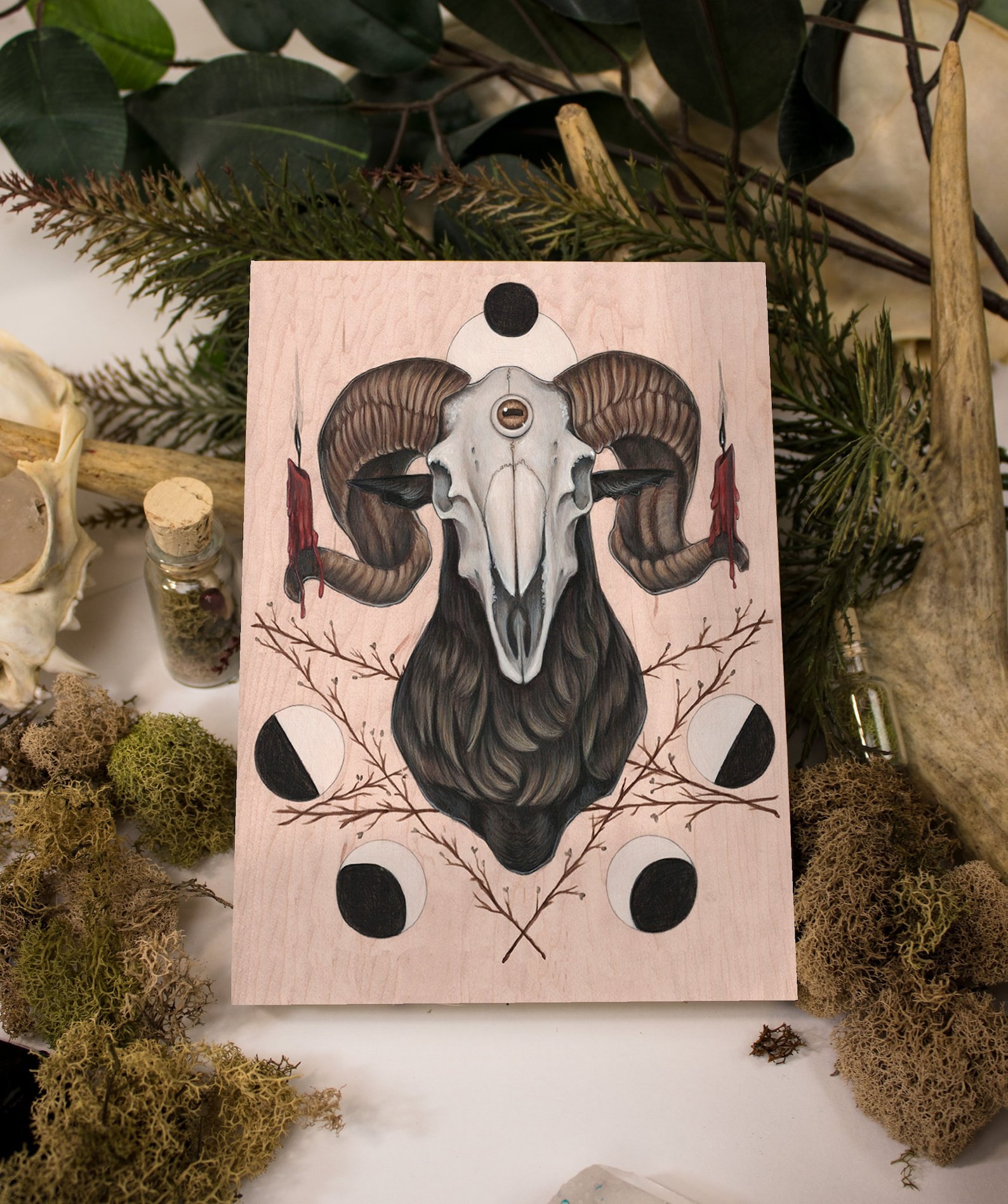Goat Skull 5x7 Fine Art Giclee Print on Wood | Etsy