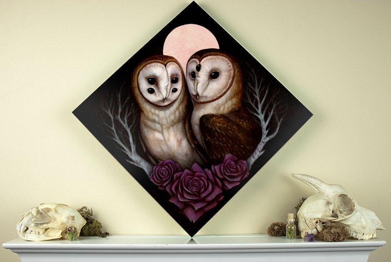 Barn Owl Couple 12x12 Fine Art Giclee Print on Wood - Etsy