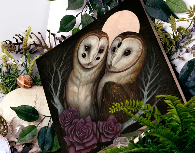 Barn Owl Couple 12x12 Fine Art Giclee Print on Wood - Etsy