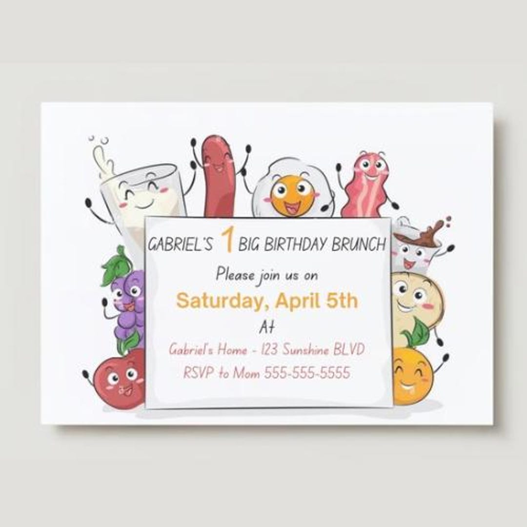 Breakfast Brunch Birthday Invitation Customizable Digital - Etsy
