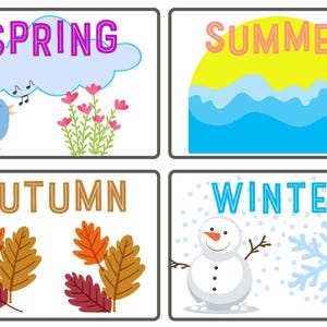 Seasons Classroom Flashcards - Etsy