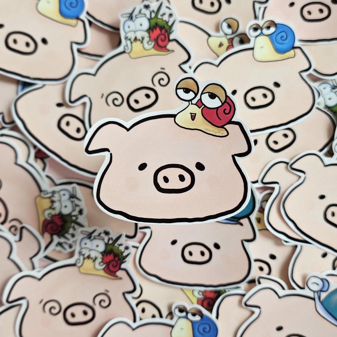 Red Snail Piggy Cute Sticker Waterproof Sticker Maplestory Stationery ...